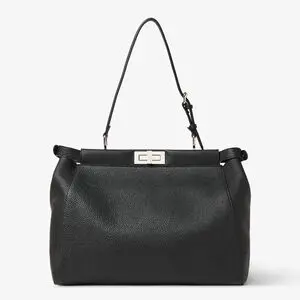 Fendi My Peekaboo Large Black Cuoio Romano Leather And Ff Split-leather Bag